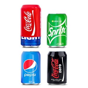 (4 pack) can covers that look like soda, silicone sleeves for cans, can wraps, fits all 12fl oz 355ml