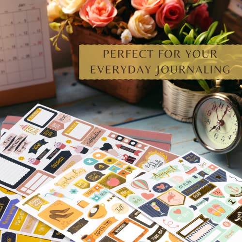 Aesthetic Gold Foil Planner Stickers - 1250+ Stunning Design Accessories Enhance and Simplify Your Planner, Journal and Calendar