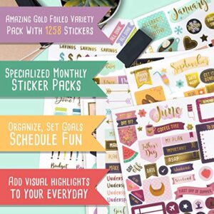 Aesthetic Gold Foil Planner Stickers - 1250+ Stunning Design Accessories Enhance and Simplify Your Planner, Journal and Calendar