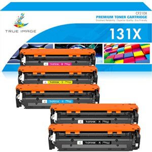 true image compatible toner cartridge replacement for hp 131a 131x pro 200 color m251nw m251n mfp m276nw m276n cf210x cf210a cf211a cf212a cf213a printer (black cyan yellow magenta, 5-pack)