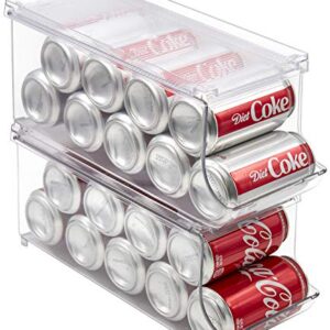 Sorbus Soda Can Organizer and Canned Food Bin Stackable Dispenser with Lid for Refrigerator, Pantry, Freezer – Holds 9 Cans, BPA-Free, Clear Design (2)