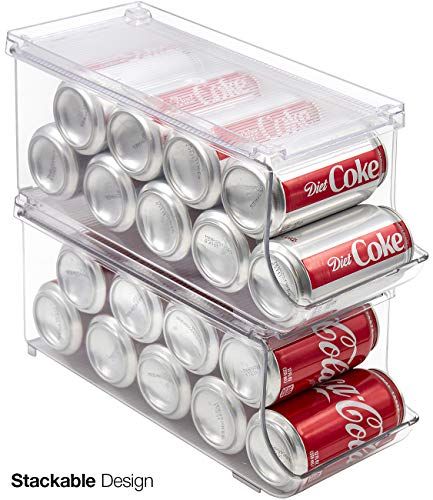 Sorbus Soda Can Organizer and Canned Food Bin Stackable Dispenser with Lid for Refrigerator, Pantry, Freezer – Holds 9 Cans, BPA-Free, Clear Design (2)