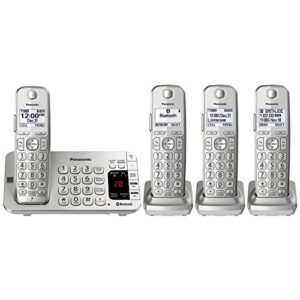 Panasonic Link2Cell Bluetooth Cordless DECT 6.0 Expandable Phone System with Answering Machine and Enhanced Noise Reduction - 4 Handsets - KX-TGE474S (Silver)