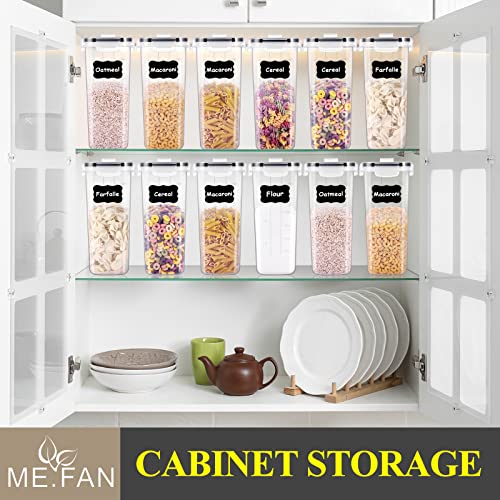 ME.FAN Cereal Storage Containers [4 Set] Airtight Food Storage Containers 4L(135oz) - Large Kitchen Storage Keeper with 24 Chalkboard Labels - BPA Free, Easy Pouring Lid (Black)