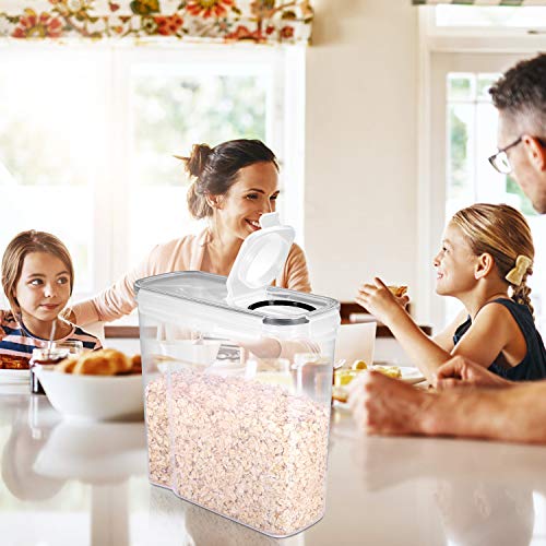 ME.FAN Cereal Storage Containers [4 Set] Airtight Food Storage Containers 4L(135oz) - Large Kitchen Storage Keeper with 24 Chalkboard Labels - BPA Free, Easy Pouring Lid (Black)