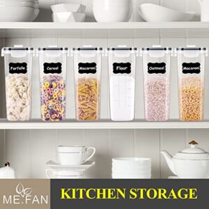 ME.FAN Cereal Storage Containers [4 Set] Airtight Food Storage Containers 4L(135oz) - Large Kitchen Storage Keeper with 24 Chalkboard Labels - BPA Free, Easy Pouring Lid (Black)