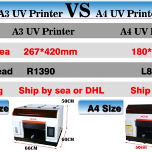 Ovsuqu A4 L800 UV Printer A4 UV Printer Flatbed for Wood, Fabrics,Leather, Bottle,Metal,Golf, Phone case Printing with 5x500ML UV Ink