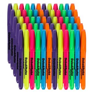 dabo&shobo highlighters, 60 bulk pack highlighter, assorted colors, chisel tip, quick drying for highlighting