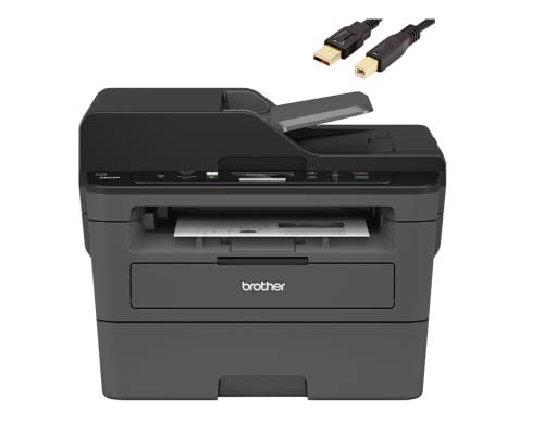 Brother DCP-L25 Series Monochrome All-in-One Laser Printer for Home Office, Print, Scan, Copy, Wireless, 36 ppm, 2400 x 600 dpi, Automatic Duplex Printing, with MTC Printer Cable