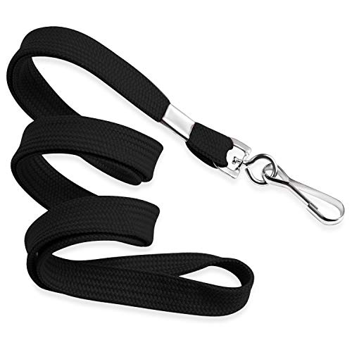 Mifflin-USA Flat Lanyards for ID Badges (Black, 36 Inch, 5 Pack), Comfortable Neck Straps