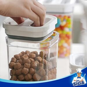 MR.SIGA 4 Pack Airtight Food Storage Container Set, BPA Free Kitchen Pantry Organization Canisters with One-Handed Leak Proof Lids, 1L / 33.8oz, Medium, White