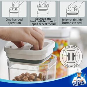 MR.SIGA 4 Pack Airtight Food Storage Container Set, BPA Free Kitchen Pantry Organization Canisters with One-Handed Leak Proof Lids, 1L / 33.8oz, Medium, White