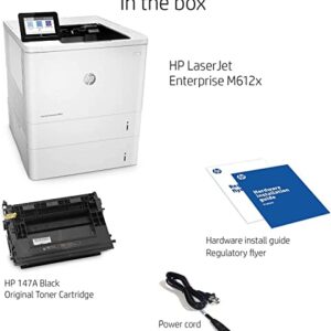 HP Laserjet Enterprise M612x Single-Function Wireless Monochrome Laser Printer, White - Print only - 4.3" Touchscreen, 75 ppm, 1200 x 1200 dpi, Auto Duplex Printing, Ethernet - Cbmou External Webcam