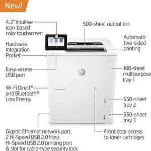 HP Laserjet Enterprise M612x Single-Function Wireless Monochrome Laser Printer, White - Print only - 4.3" Touchscreen, 75 ppm, 1200 x 1200 dpi, Auto Duplex Printing, Ethernet - Cbmou External Webcam