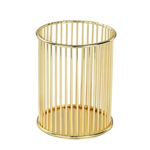 gold metal pen holder for desk, makeup brushes cup, pencil holders, office&home organizer