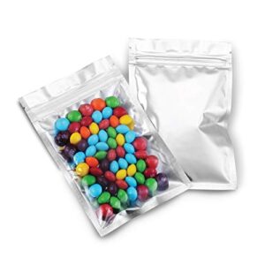 mylar bags with ziplock 4″ x 6″ | 100 bags | sealable heat seal bags for candy and food packaging, medications and vitamins | plastic and aluminum foil packets for liquid and solids