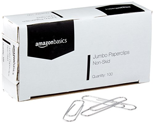 Amazon Basics Jumbo Size Office Paper Clips, Non skid, 100 per Box, 10-Pack