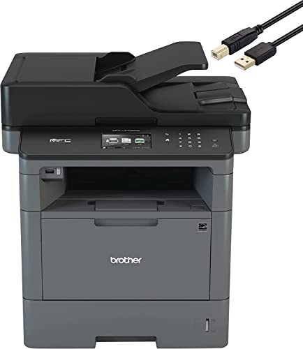 Brother MFC-L5705DW All-in-One Wireless Monochrome Laser, AutoDuplex Printing, Copy | Scan | Fax, 1200 x 1200 dpi, 42ppm, 256MB,50-Sheet ADF, WULIC Printer Cable