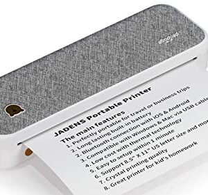 JADENS Portable Printer Wireless - Supports 8.26"x11.69" US Letter, Inkless Mobile Printer Compatible with iOS, Android & Laptop