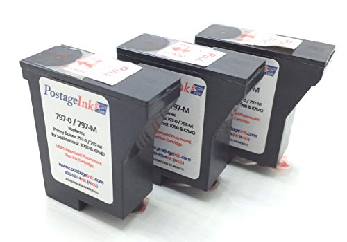 PostageInk.com 797-0 Ink Cartridge Replacement for use with mailstation (K700) and mailstation 2 (K7M0) Postage Meters, Set of 3