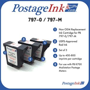 PostageInk.com 797-0 Ink Cartridge Replacement for use with mailstation (K700) and mailstation 2 (K7M0) Postage Meters, Set of 3