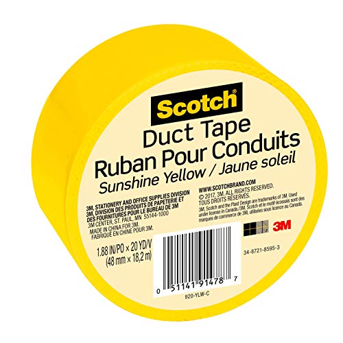 Scotch Duct Tape, 1.88 in x 20 yd, Sunshine Yellow, 1 Roll (920-YLW-C)