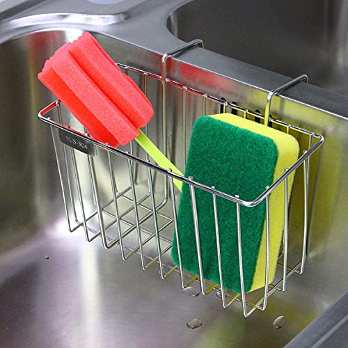 Kitchen Sponge Holder, Aiduy Sink Caddy Brush Dishwashing Liquid Drainer Rack - Stainless Steel