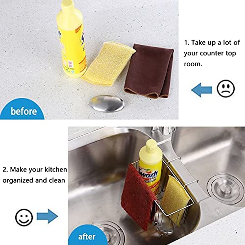 Kitchen Sponge Holder, Aiduy Sink Caddy Brush Dishwashing Liquid Drainer Rack - Stainless Steel