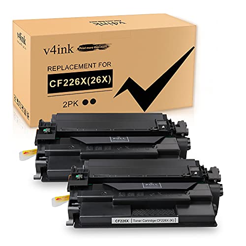 V4INK 2-Pack Compatible 26X Toner Cartridge Replacement for HP 26X CF226X 26A CF226A Toner High Yield Black Ink for HP Pro M402n M402dn M402dne M402dw MFP M426fdw M426fdn M426dw M402 M426 Printer