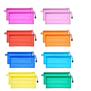 jm-capricorns 36pcs 9 x 4-1/2 inches big capacity waterproof plastic double layer zipper file bags zipper pouches invoice pouches bill bag pencil pouch pencil case pen bag (10 colors)