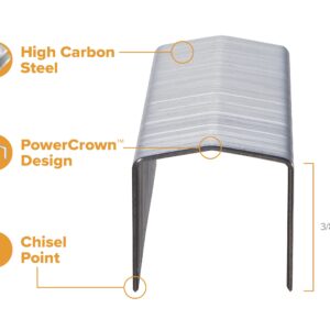 Bostitch B8 PowerCrown Staples, 0.375 Inch Leg, 45 Sheet Capacity, 5,000 Per Box (STCR21153/8)