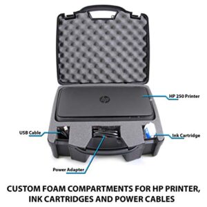 CASEMATIX Portable Printer Carry Case Compatible with HP Officejet 250 Wireless Mobile Printer, Ink Cartridges and Power Cable