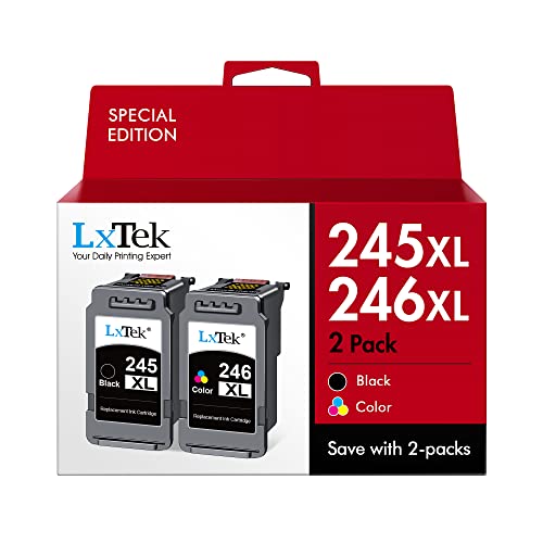 LxTek Ink Cartridge Replacement for Canon PG-245XL CL-246XL PG-243 CL-244 XL Compatible with Pixma MX492 MX490 MG2420 MG2520 MG2522 MG2920 MG2922 MG3022 MG3029 IP2820(1 Black + 1 Tri-Color)