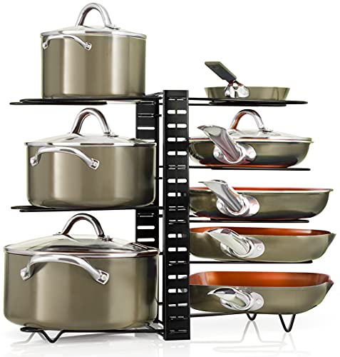 Last Minute Kitchen Pot & Pan Organizer 3 DIY Method Adjustable 8+ Rack System for Pantry Cabinet & Countertop Black Heavy Duty Steel (ECO-FRIENDLY)…