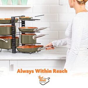 Last Minute Kitchen Pot & Pan Organizer 3 DIY Method Adjustable 8+ Rack System for Pantry Cabinet & Countertop Black Heavy Duty Steel (ECO-FRIENDLY)…