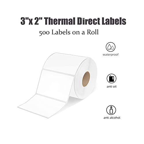 Hybsk 3x2 inch Direct Thermal Labels for Barcodes, Address, Compatible with Rollo Label Printer & Zebra Desktop Printers (3"x2",White)