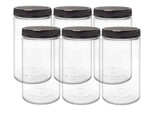 ljdeals 32 oz clear plastic jars with lids, storage containers, wide mouth pet mason jars, pack of 6, bpa free, food safe, made in usa