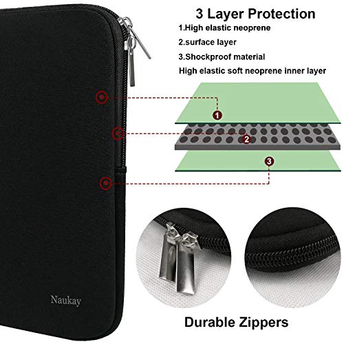 Naukay Laptop Sleeve Case 15.6 Inch,Resistant Neoprene Laptop Sleeve/Notebook Computer Pocket Case/Tablet Briefcase Carrying Bag Compatible Asus/Dell/Fujitsu/HP/Sony/Toshiba/Acer/Fujitsu- (Black)