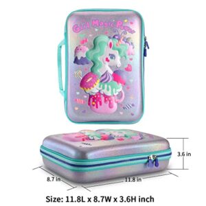 BDBKYWY Unicorn Lunch Box Lunch Bag Set - Insulated Lunch Bag with 4 Compartment Bento Box Ice Pack Water Bottle Silicon Cap Spoon Salad Container for Lunch Kid's School Supplies Ideal for Age 7-15