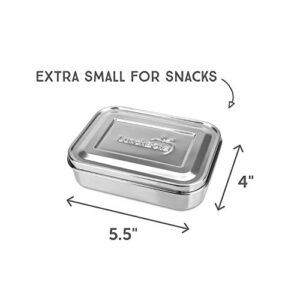 LunchBots Small Protein Packer Toddler Bento Box - Extra Small Divided Stainless Steel Snack Container - 4 Sections for 1-2oz of Nuts, Meat, Cheese, Finger Foods - Dishwasher Safe - Stainless Lid