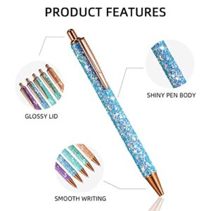 11 Pcs Fancy Pens for Women Pretty Cute Pens Glitter Ballpoint Pens with Metal Barrel Retractable Writing Pens Black Ink Medium Point 1.0 mm Pretty Pens Journaling Pens for Women Girls (Sequin Style)