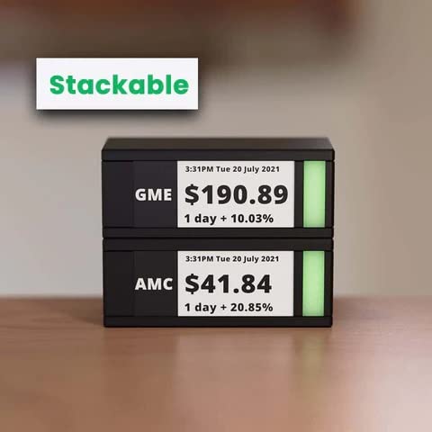 TickrMeter - A Stock Ticker Display for Home and Office - Features: Portfolio Playlist, Stock Alerts, Crypto Currencies, E-Ink Screen, Stackable Design, WiFi Connected, Track Positions