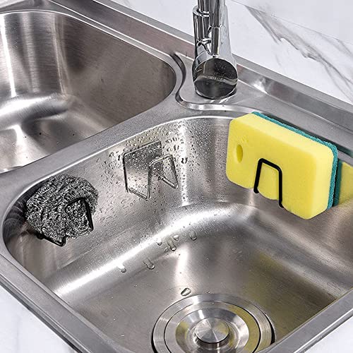 ROYALSAFE Sponge Holders for Kitchen Sink, Upgrade 2 Pack Quick Drying Adhesive Sponge Holder Sink Caddy for Kitchen Accessories, SUS304 Stainless Steel Rust Proof Waterproof