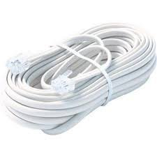 bistras 25 ft 4c telephone extension cord cable line wire, for any phone, modem, fax machine, answering machine, caller id, white