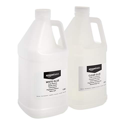 Amazon Basics 1/2 Gallon Clear Glue and 1/2 Gallon White Glue, 2-Pack Combo - Glue for Perfect Slime