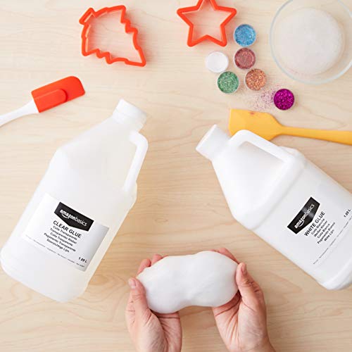 Amazon Basics 1/2 Gallon Clear Glue and 1/2 Gallon White Glue, 2-Pack Combo - Glue for Perfect Slime