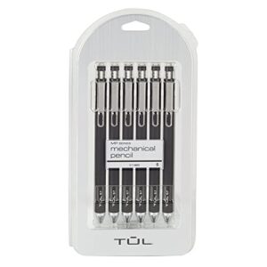 tul® mechanical pencils, 0.7 mm, black barrels, pack of 6 pencils