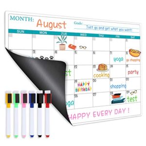 magnetic dry erase fridge calendar – magnetic calendar for refrigerator planner, fridge magnetic calendar with six markers, kitchen fridge calendar white board in monthly & weekly set, 11.4″ x 14.76″