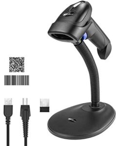 wireless 1d 2d barcode scanner with stand, netumscan portable automatic qr code scanner supports screen scan handheld cmos image bar code reader with usb receiver for warehouse pos and computer