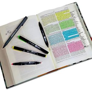 G.T. Luscombe Company, Inc. Zebrite Bible Marking Kit | No Bleed Pigmented Ink | No Fading or Smearing | Double Ended Highlighters, MilliPen & Books of the Bible Ruler/Bookmark (Set of 5 + Ruler)